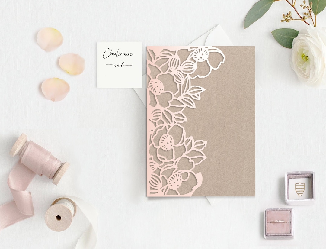 5x7 Jasmine & Orchid Cricut Wedding Invitation Template Svg, Wedding ...