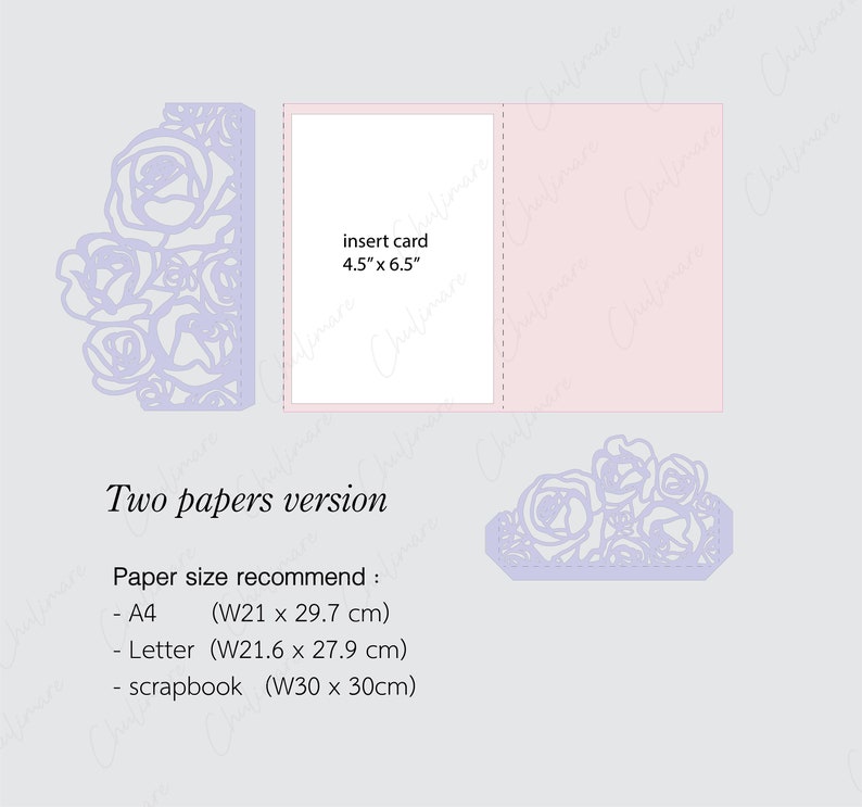 5x7 Roses Rosa Tri-fold Cricut Wedding Invitation Template - Etsy