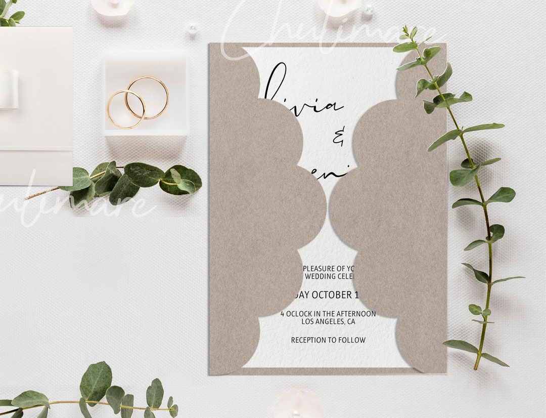 Minimal Arc Gate-fold Wedding Invitation Template SVG (digital Download ...