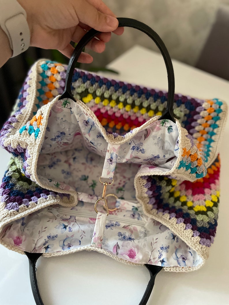 Granny Squares Bag-hand Made Vintage Bag-colorful Bag-granny Bag ...