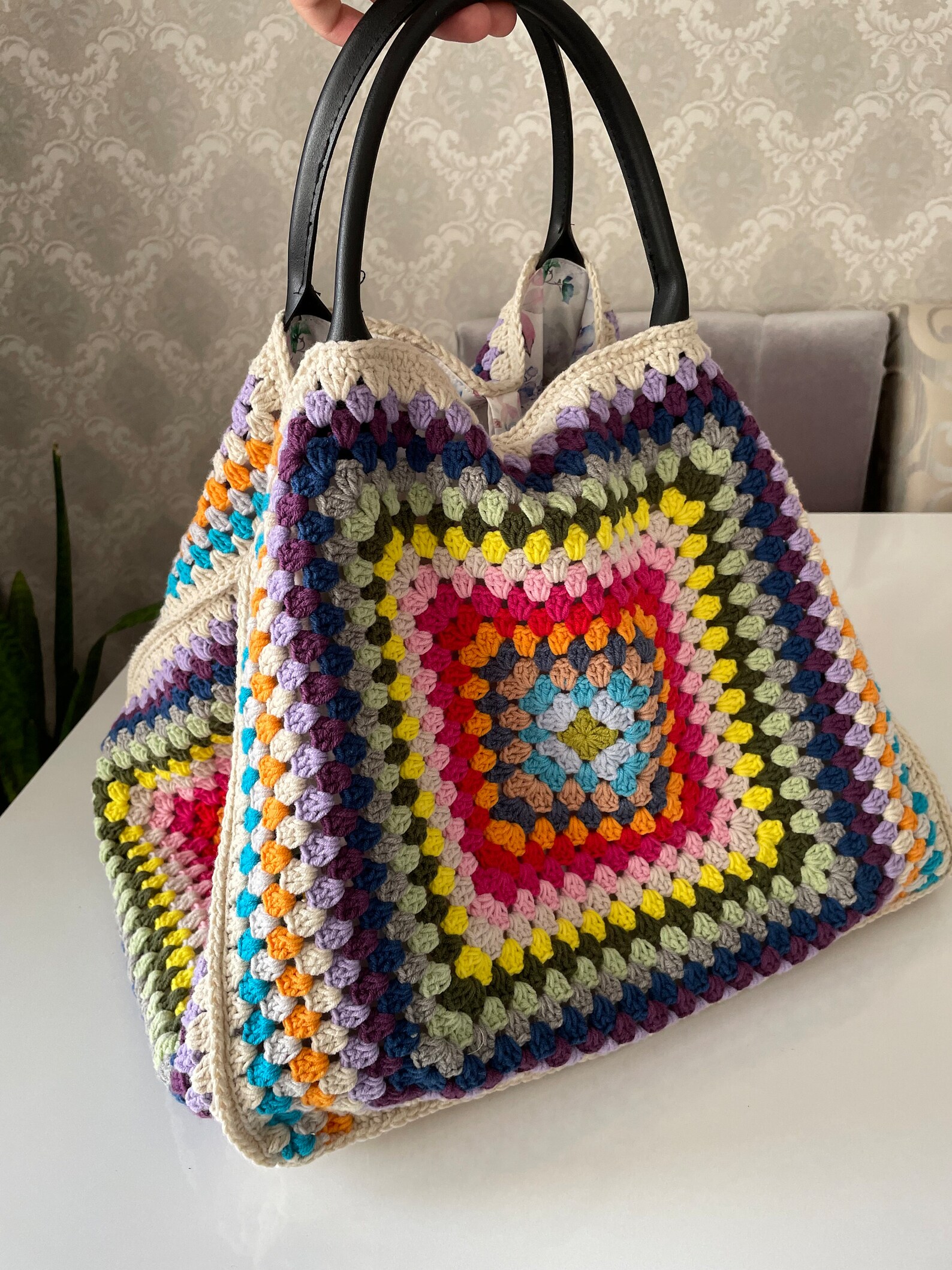 Granny Squares Bag-hand Made Vintage Bag-colorful Bag-granny Bag ...