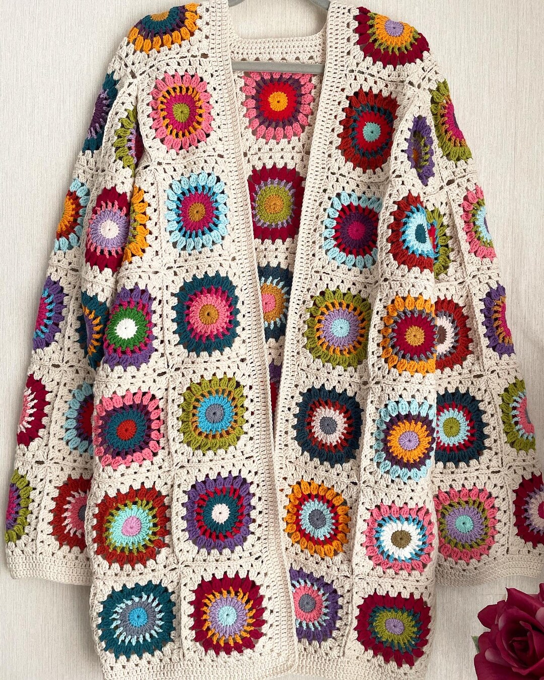 Grannysquare Cardigan,granny Cardigan,colorful Cardigan,afgan Jacket ...