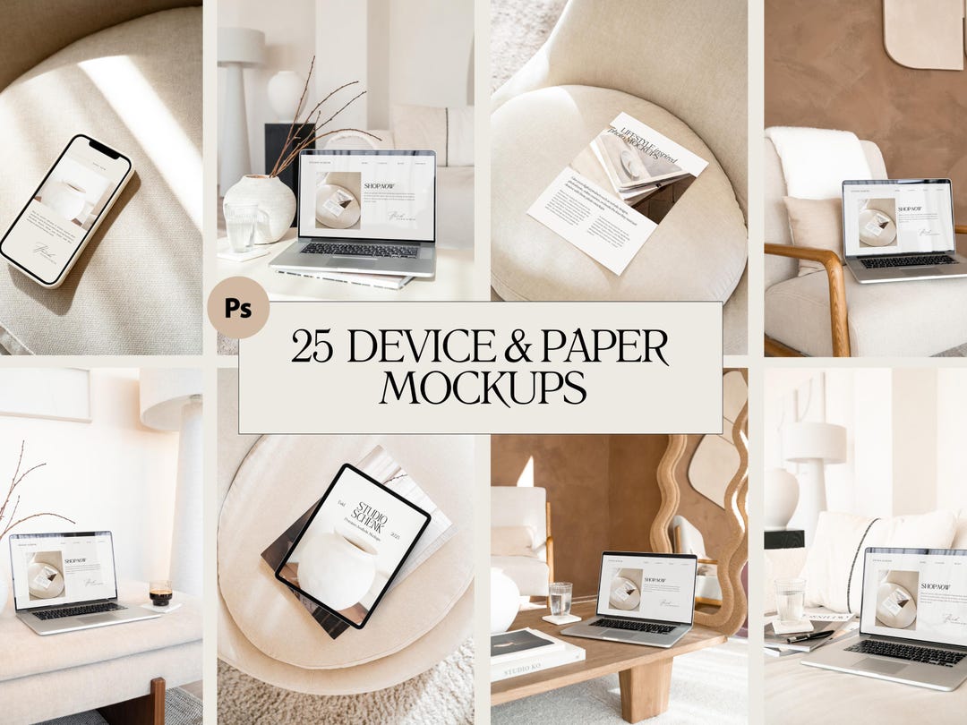 25 Digital Product Mockup Bundle | MacBook Mockup | iPad and iPhone ...