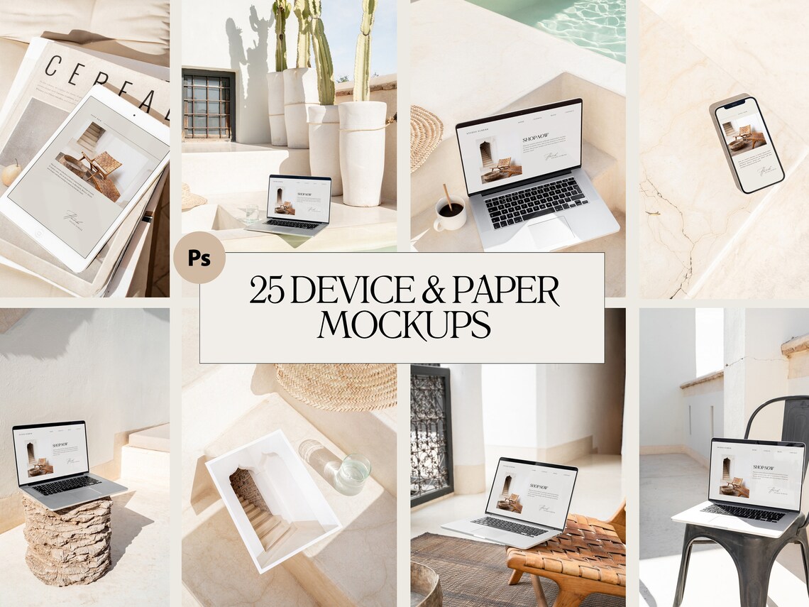 25 Digital Product Mockup Bundle | MacBook Mockup | iPad and iPhone ...