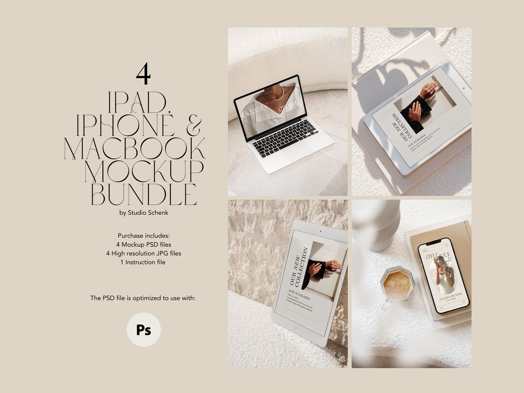 Ipad, iPhone and MacBook Mockup Bundle | Digital Product Mockup ...