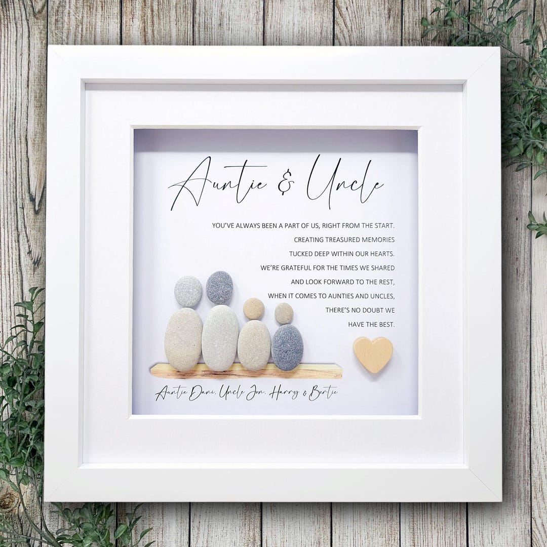 Personalised Auntie and Uncle Pebble Art - Framed Family Picture ...