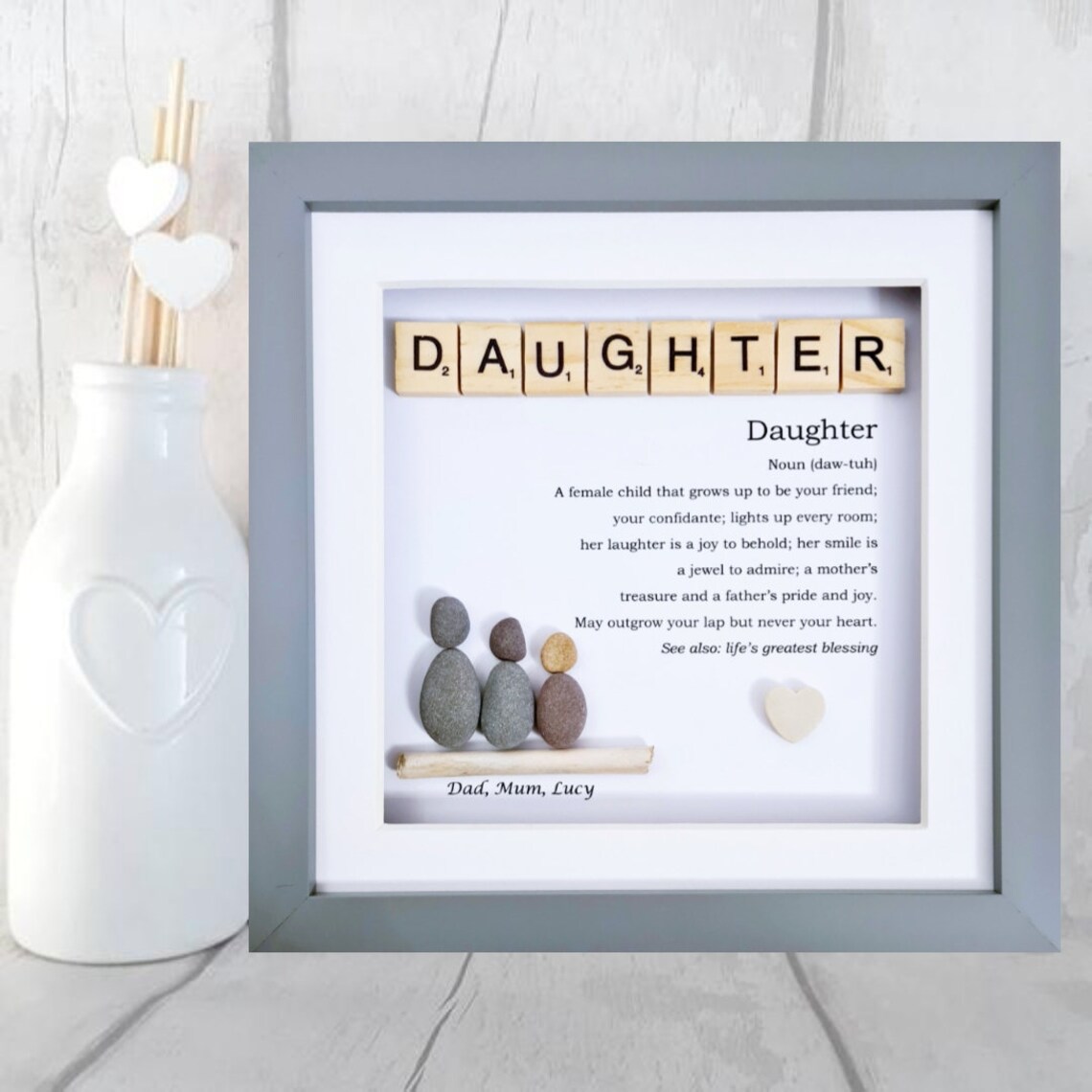 Daughter Meaning Pebble Art Daughter Gift Mother Daughter | Etsy