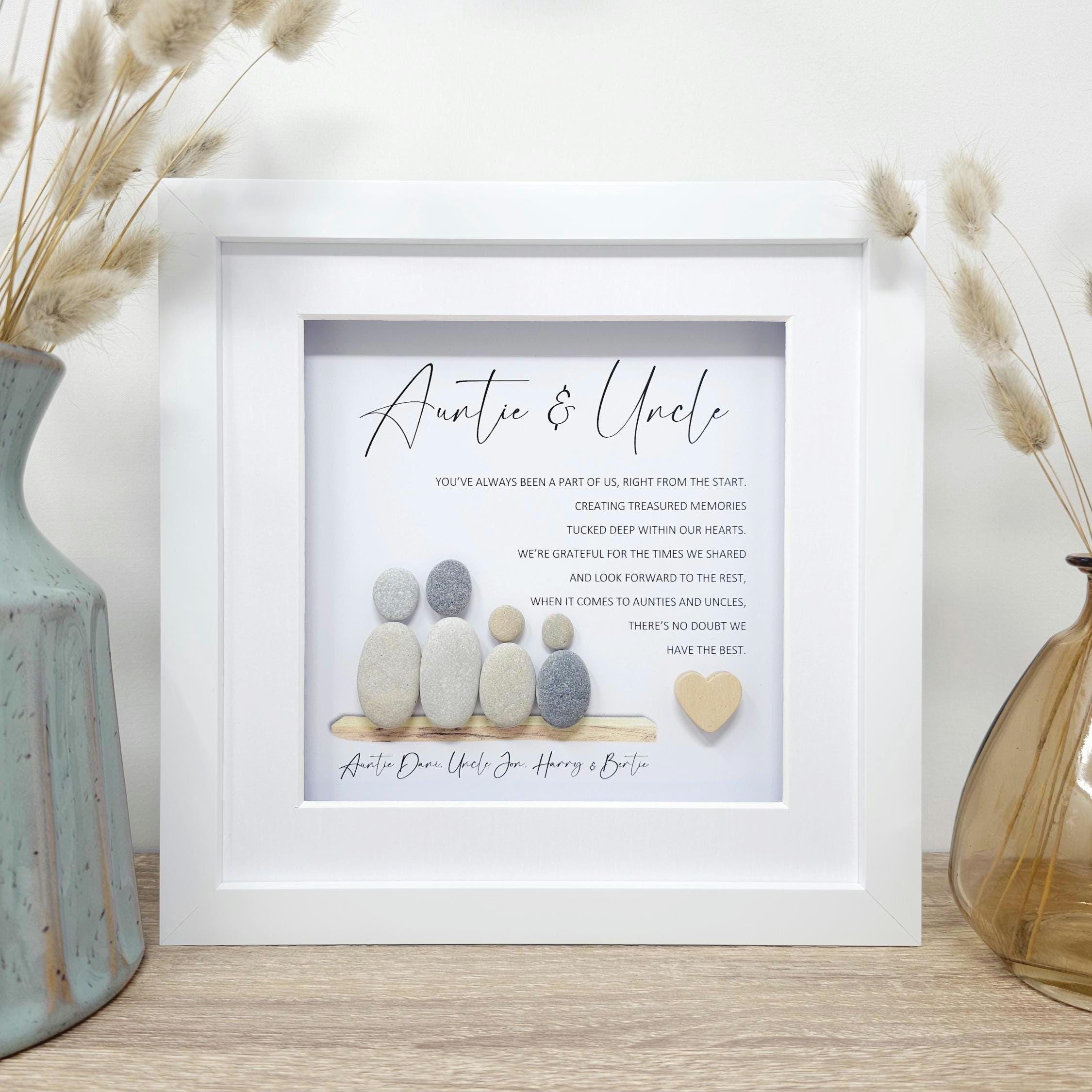 Personalised Auntie and Uncle Pebble Art - Framed Family Picture ...