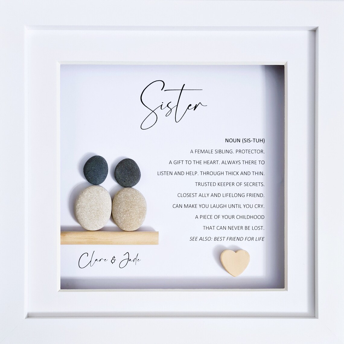 Sister Meaning Pebble Art Sister Gift Framed Birthday Gift - Etsy