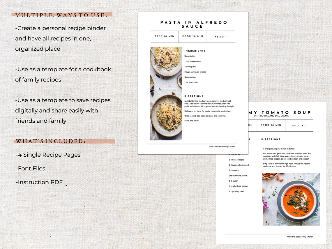 Printable Recipe Template | Recipe Book Template | Recipe Template ...