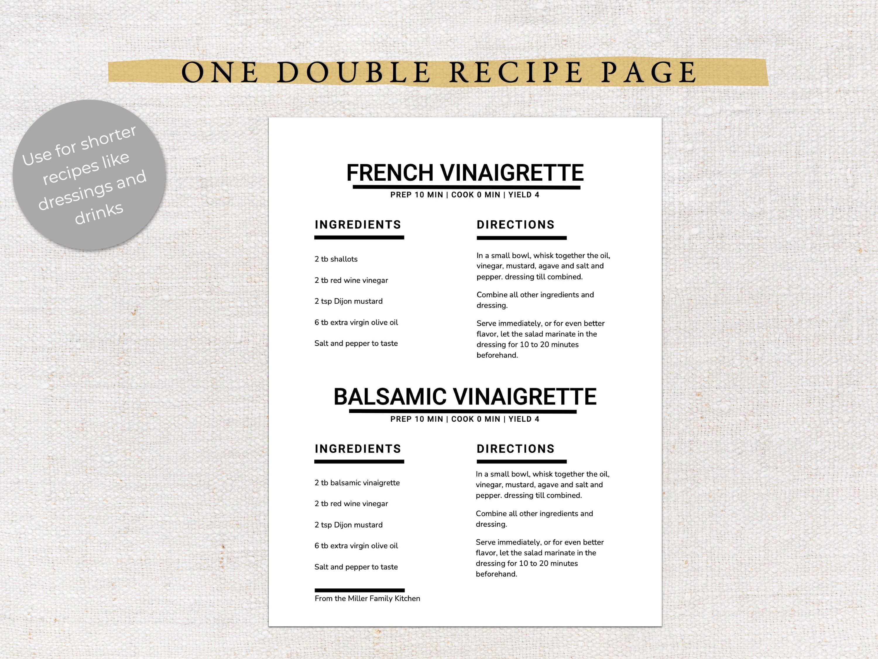 Modern Minimalist Printable Recipe Binder Recipe Book - Etsy