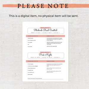 Printable Recipe Template | Two Recipes per Page | Recipe Template ...