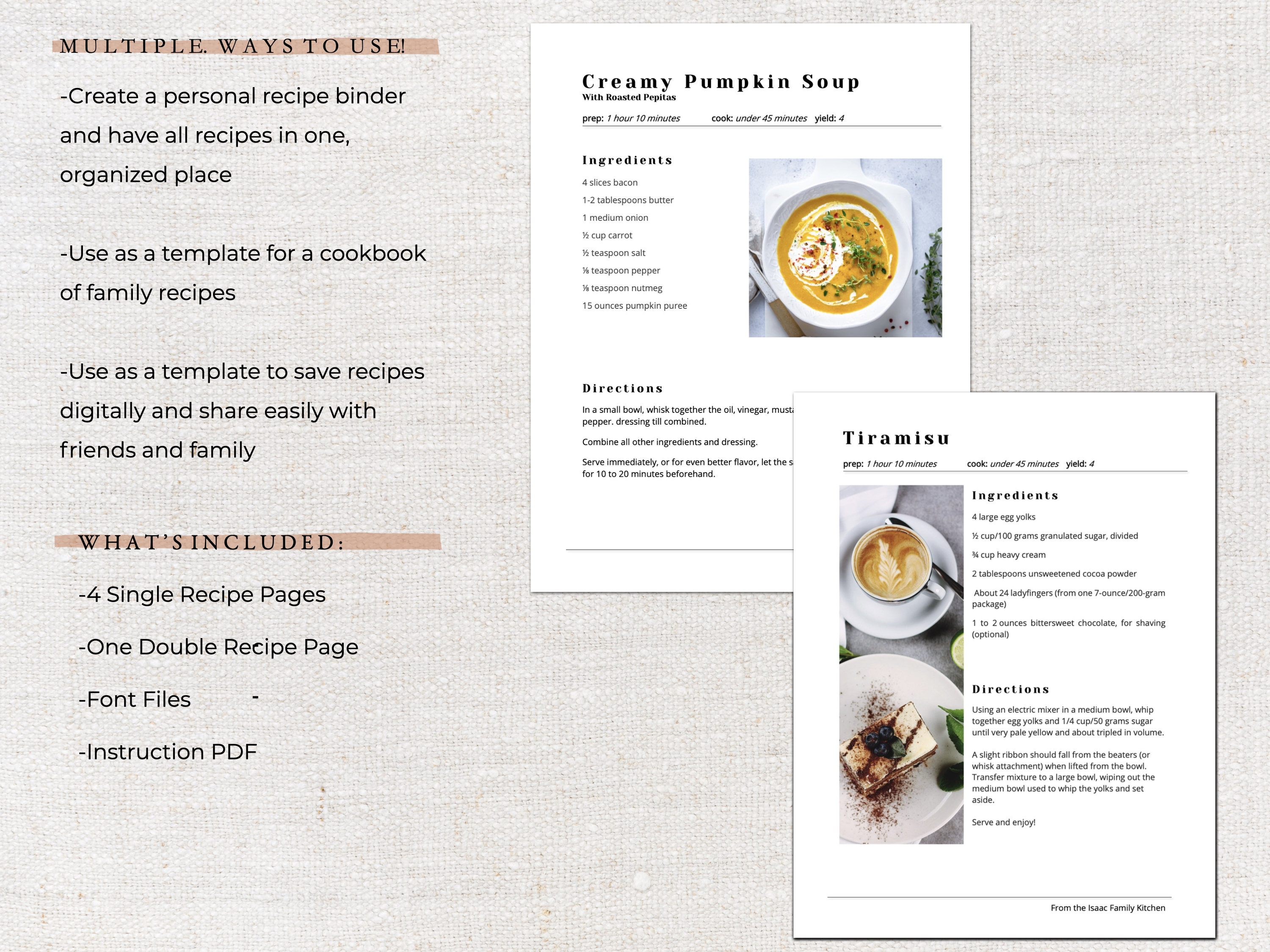 Printable Recipe Template | Recipe Book Template | Recipe Template ...