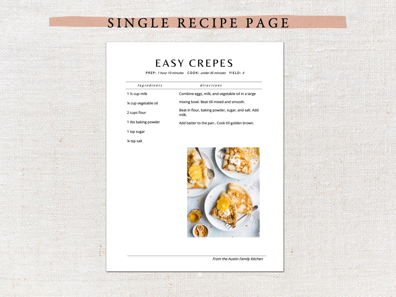 Printable Recipe Template | Recipe Book Template | Recipe Template ...