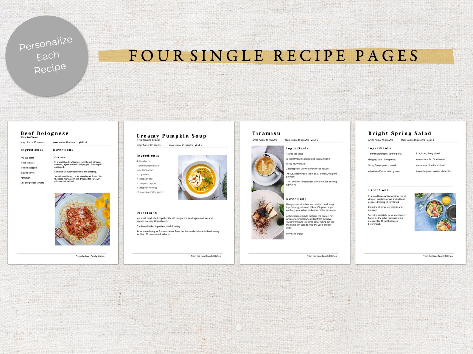 Modern Minimalist Printable Recipe Binder | Recipe Book Template ...