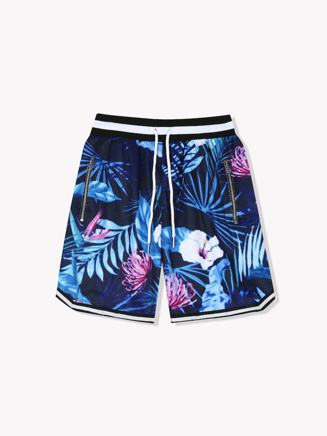 Unisex Floral Basketball Shorts Black Elastic Waist/ Adjustable ...