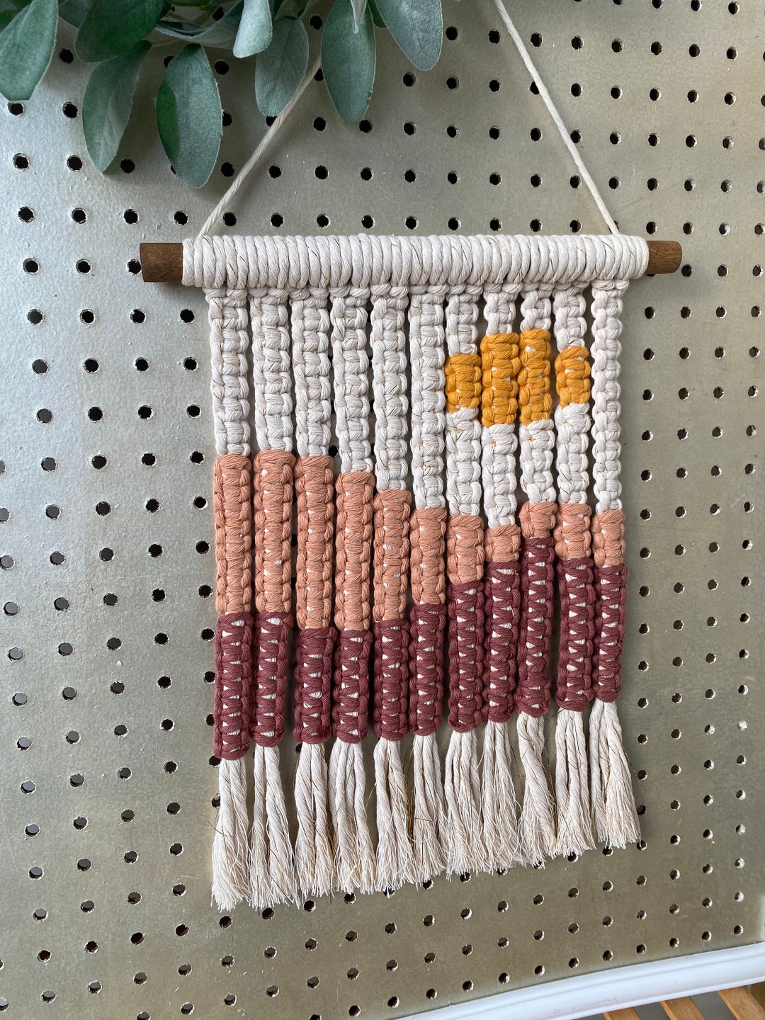 Macrame Sunset Landscape Wall Hanging - Macrame Boho 12in Wall Hanging ...