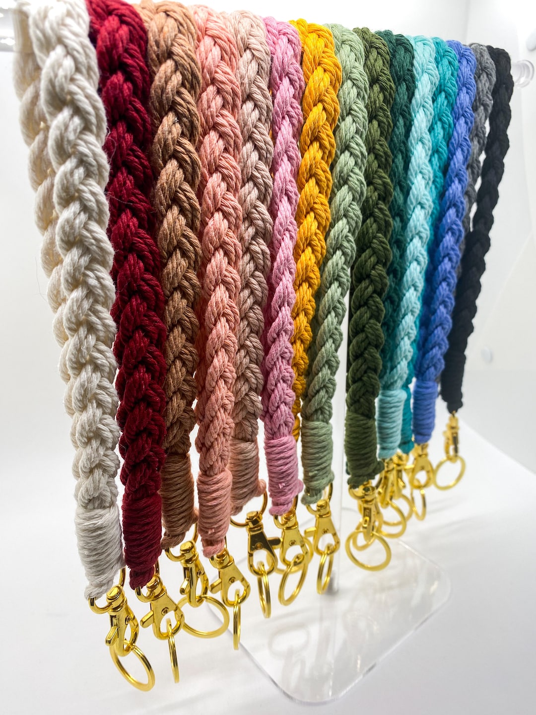 Braided Macrame Wristlet With Key Ring Free Shipping | Braid Style Keychain | Boho Key ...