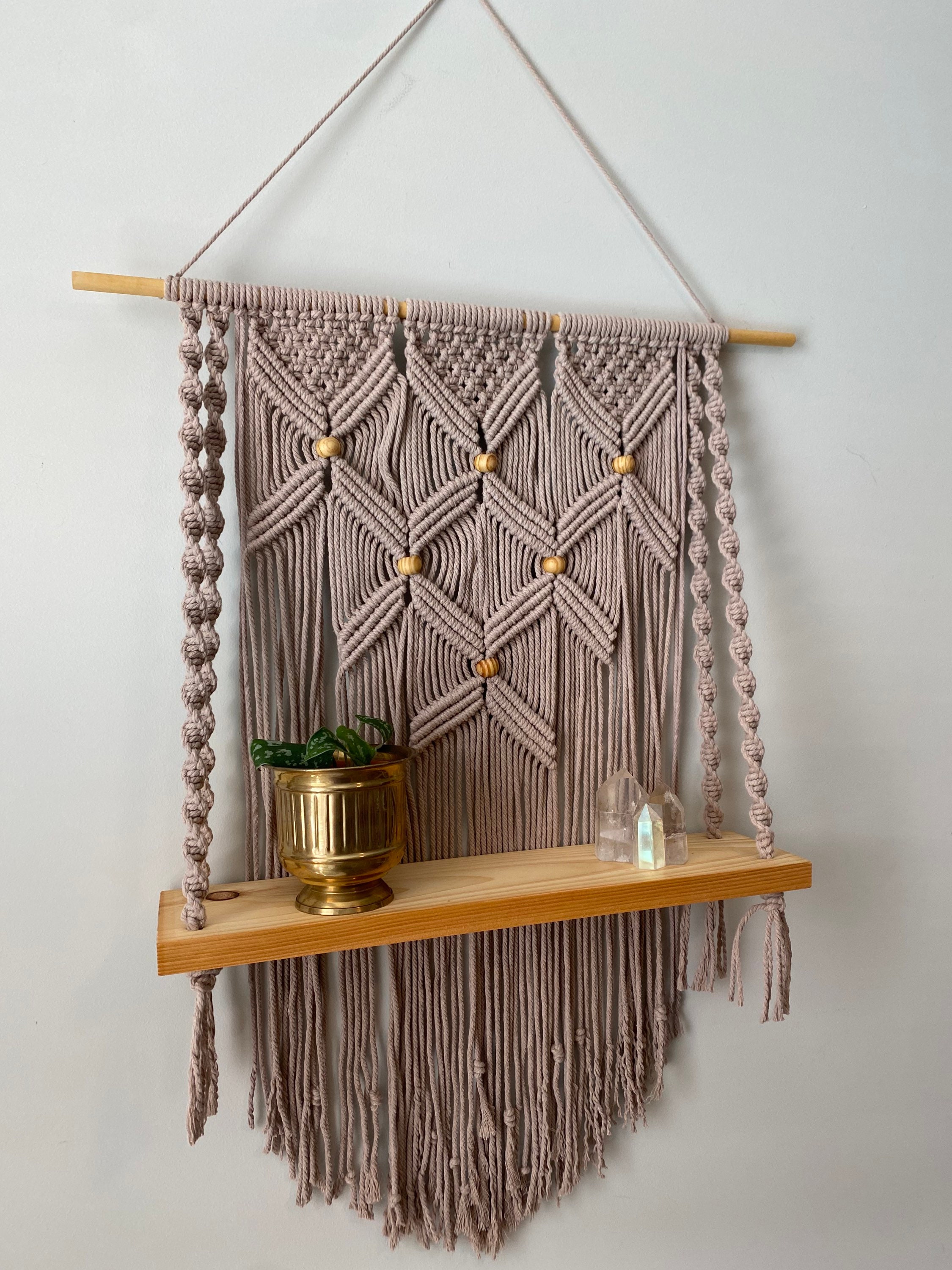 Macrame Shelf Boho Macrame Chevron Wall Hanging Shelf - Etsy