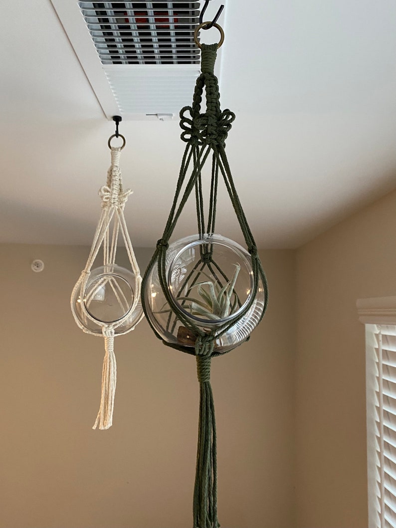 Macrame Terrarium Plant Hanger With Optional Terrarium Globe Included ...