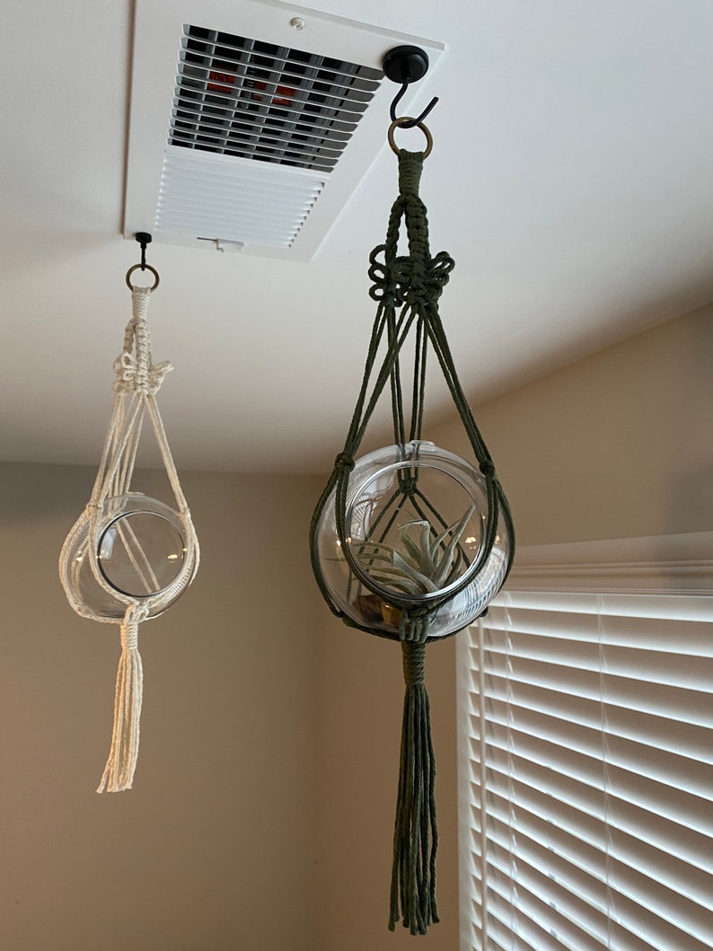 Macrame Terrarium Plant Hanger With Optional Terrarium Globe Included ...