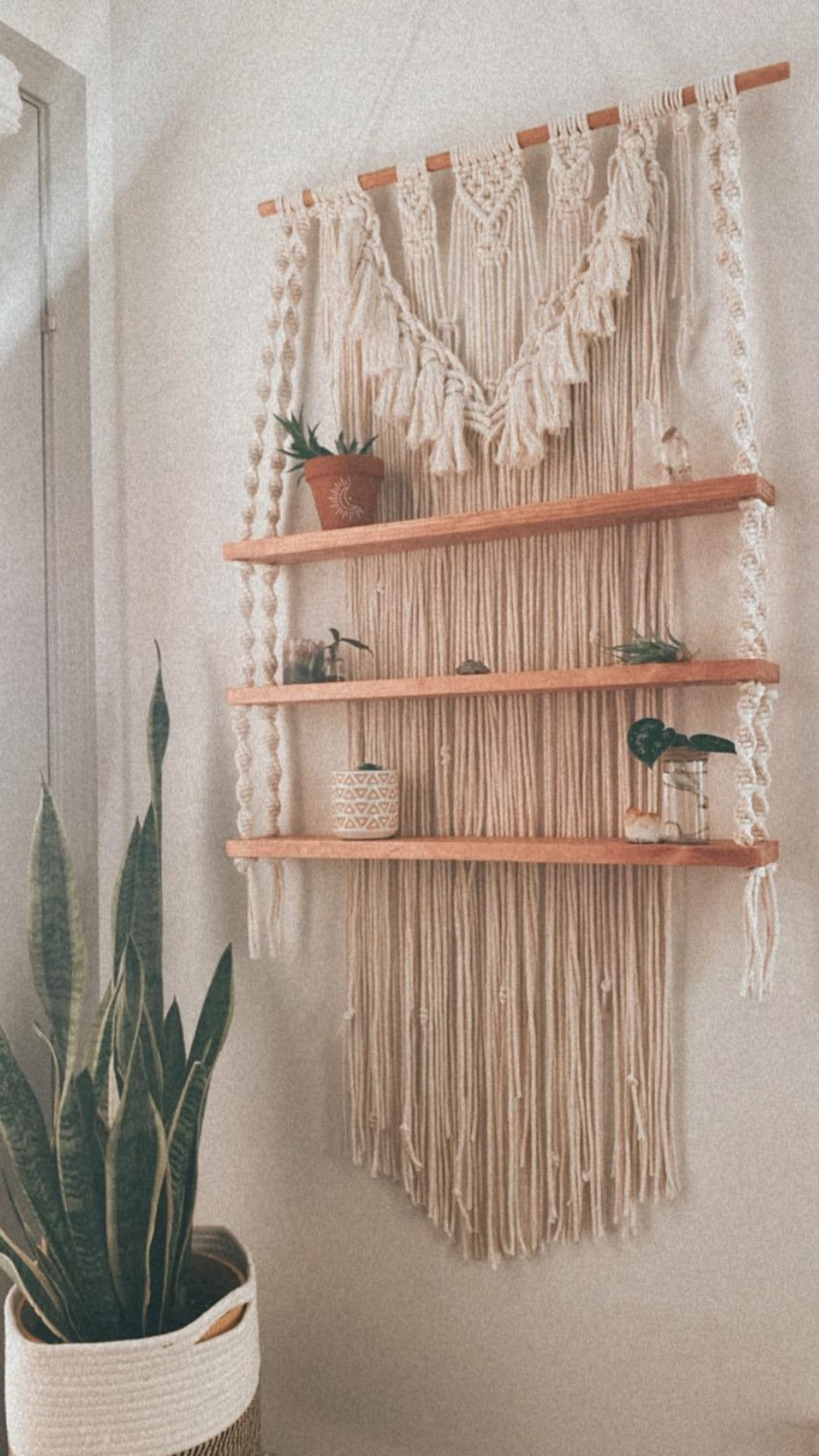 Boho Macramé Shelf ( 2ft) | Custom Rustic Plant Shelf With Tassels ...