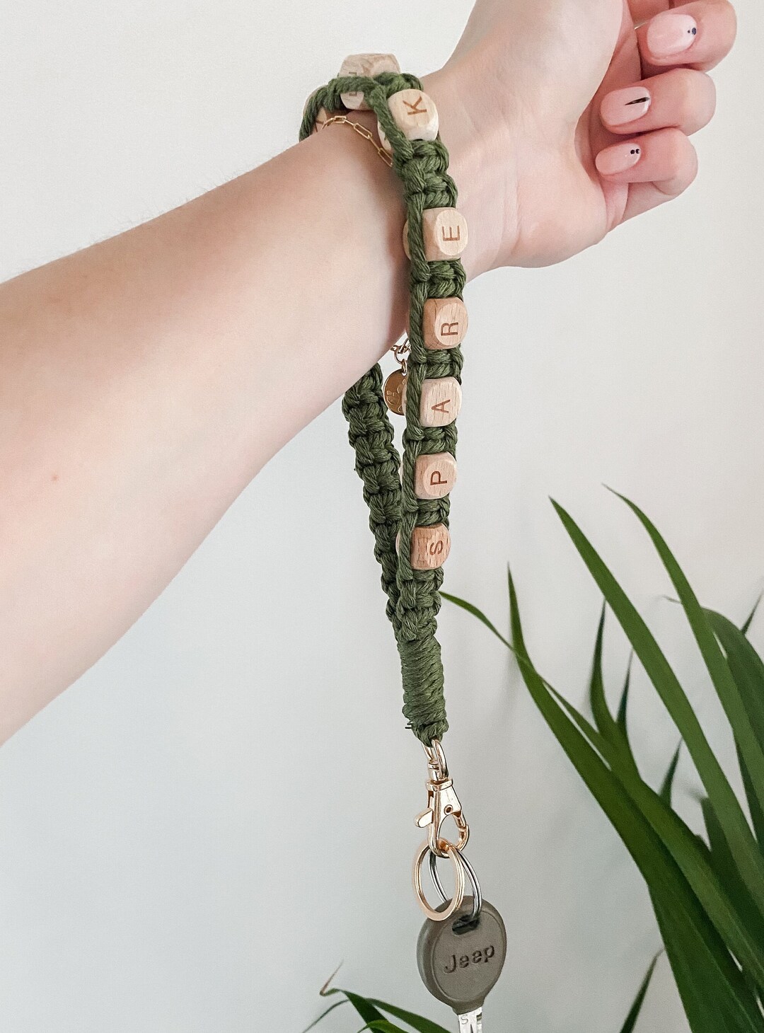 Personalized Name or Phrase Macramé Wristlet With Wooden Letter Beads ...