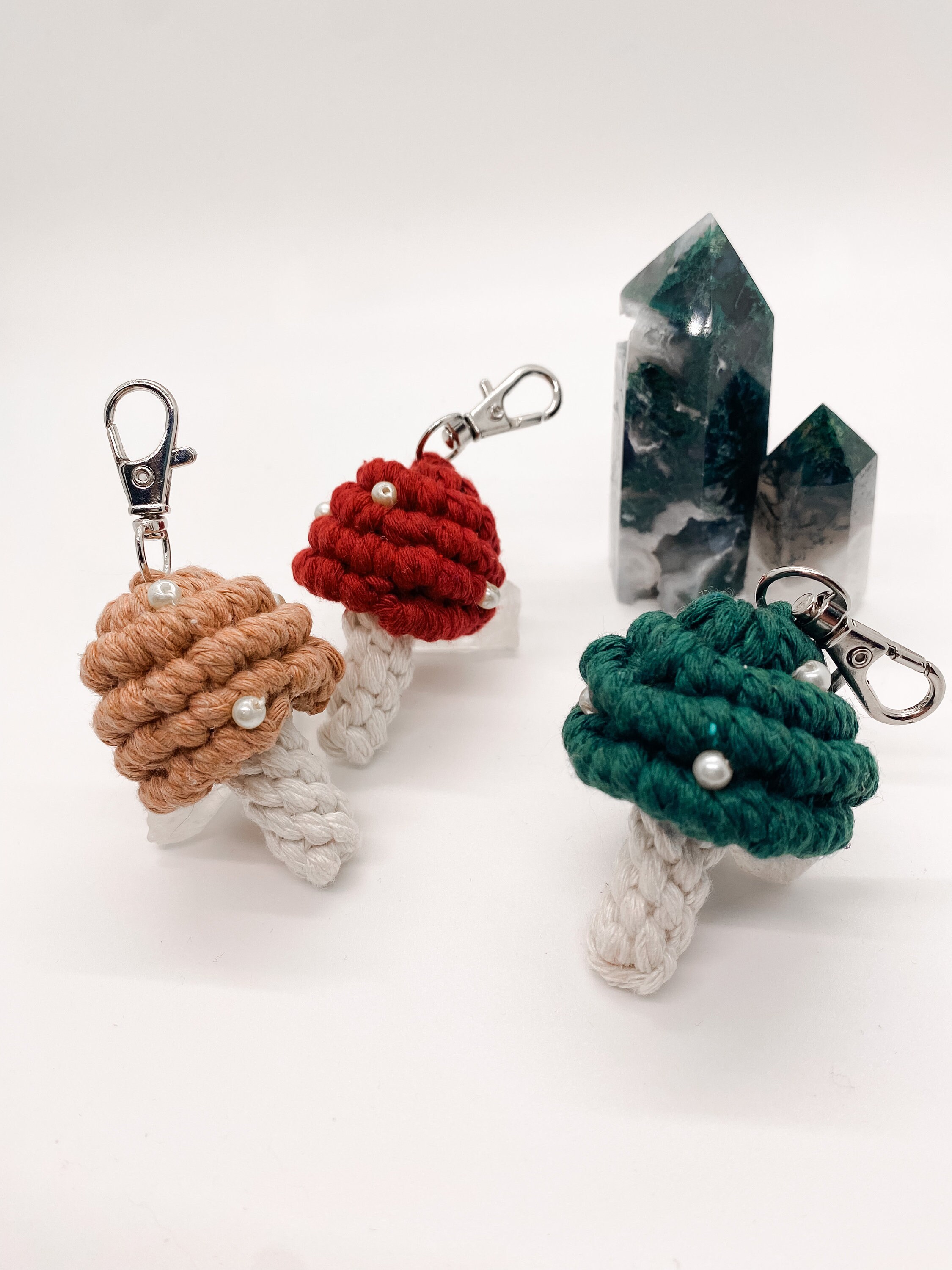 Customizable Mushroom Keychain / Mini Macrame Mushroom Key Charm - Etsy