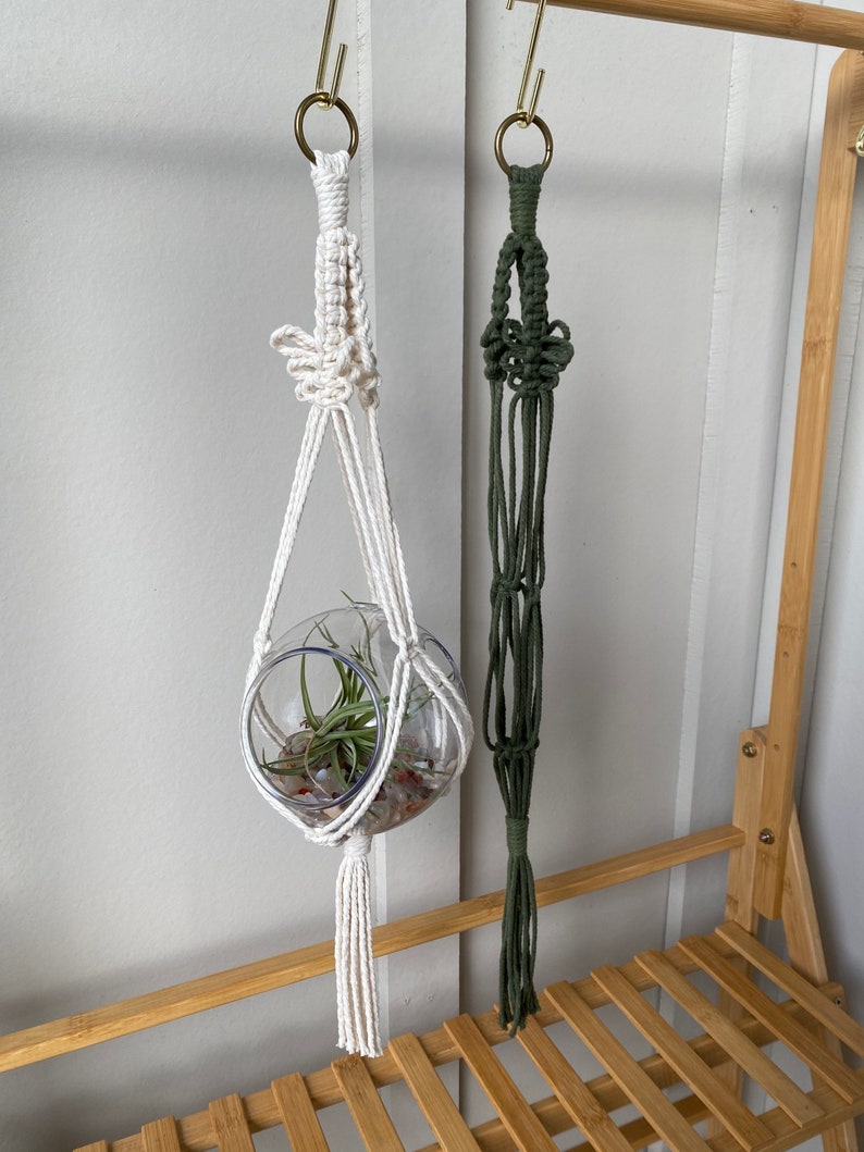 Macrame Terrarium Plant Hanger With Optional Terrarium Globe Included ...