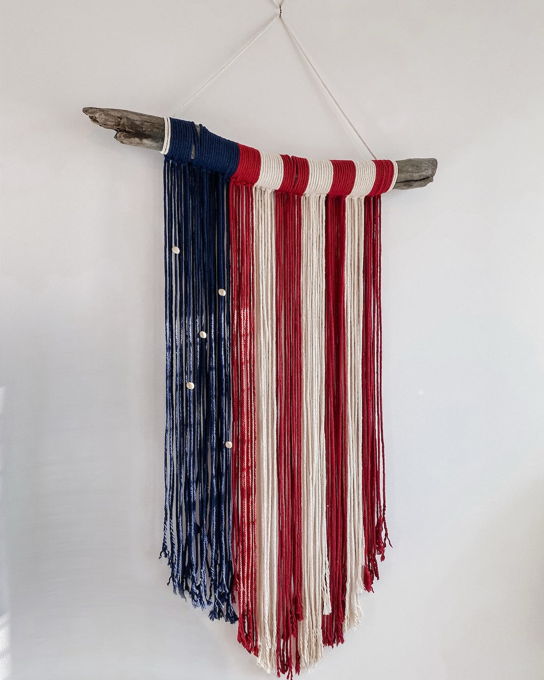 Macrame American Flag Decor / American Flag Door Decor / Driftwood (or ...