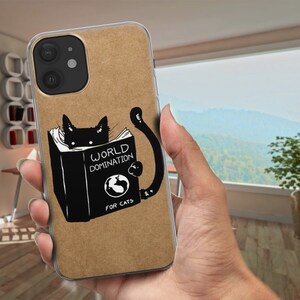 Kawaii Aesthetic Cute Black Cat Phone Case for iPhone 15 Plus 14 Pro 13 ...