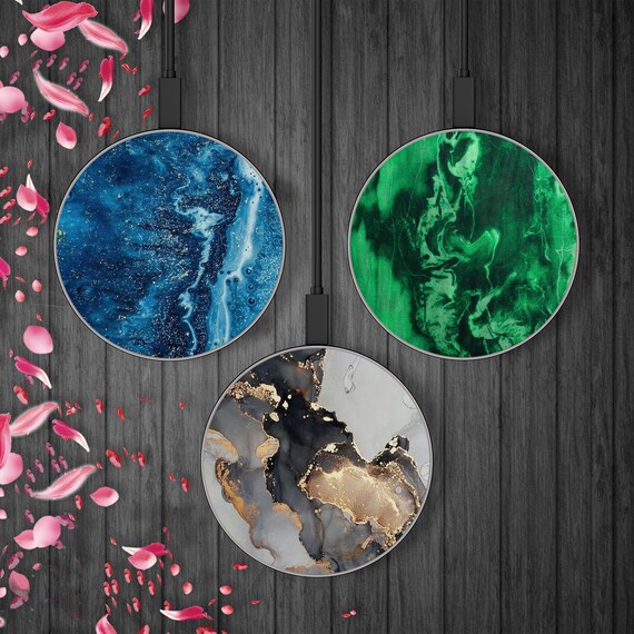 Marble Wireless Charger Aesthetic Wave Charging Station for - Etsy