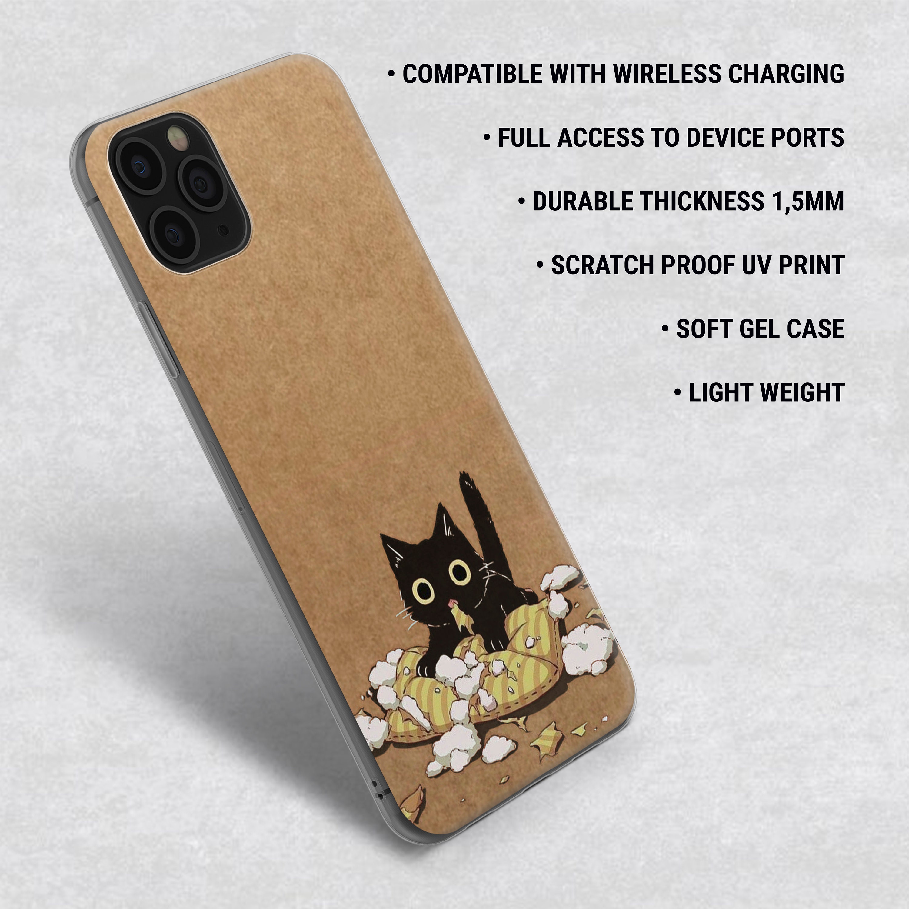 Kawaii Aesthetic Cute Black Cat Phone Case for iPhone 15 Plus - Etsy