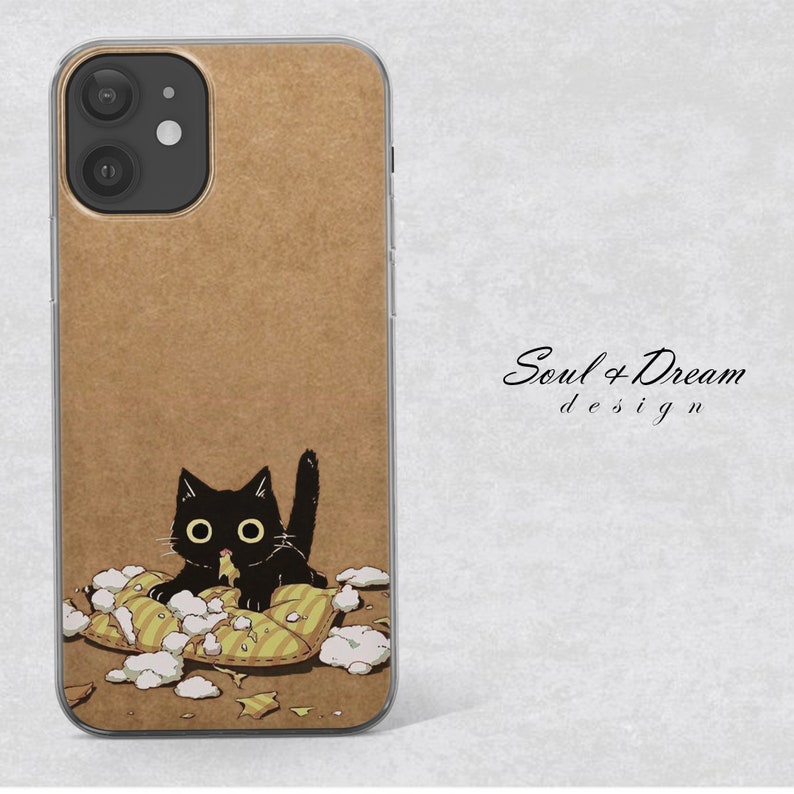 Kawaii Aesthetic Cute Black Cat Phone Case for iPhone 15 Plus - Etsy