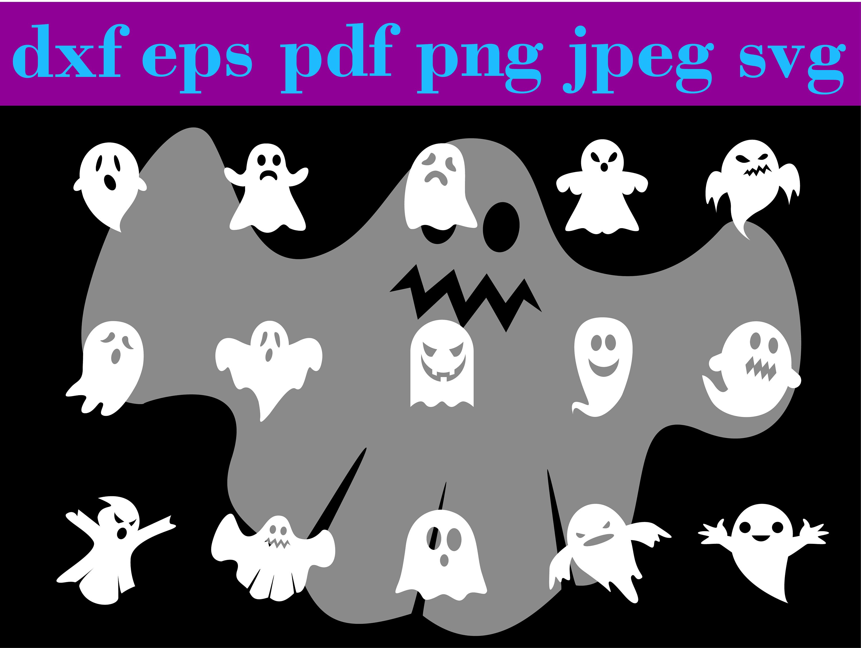 Ghosts Ghosts Set Svg Ghosts Silhouette Halloween - Etsy