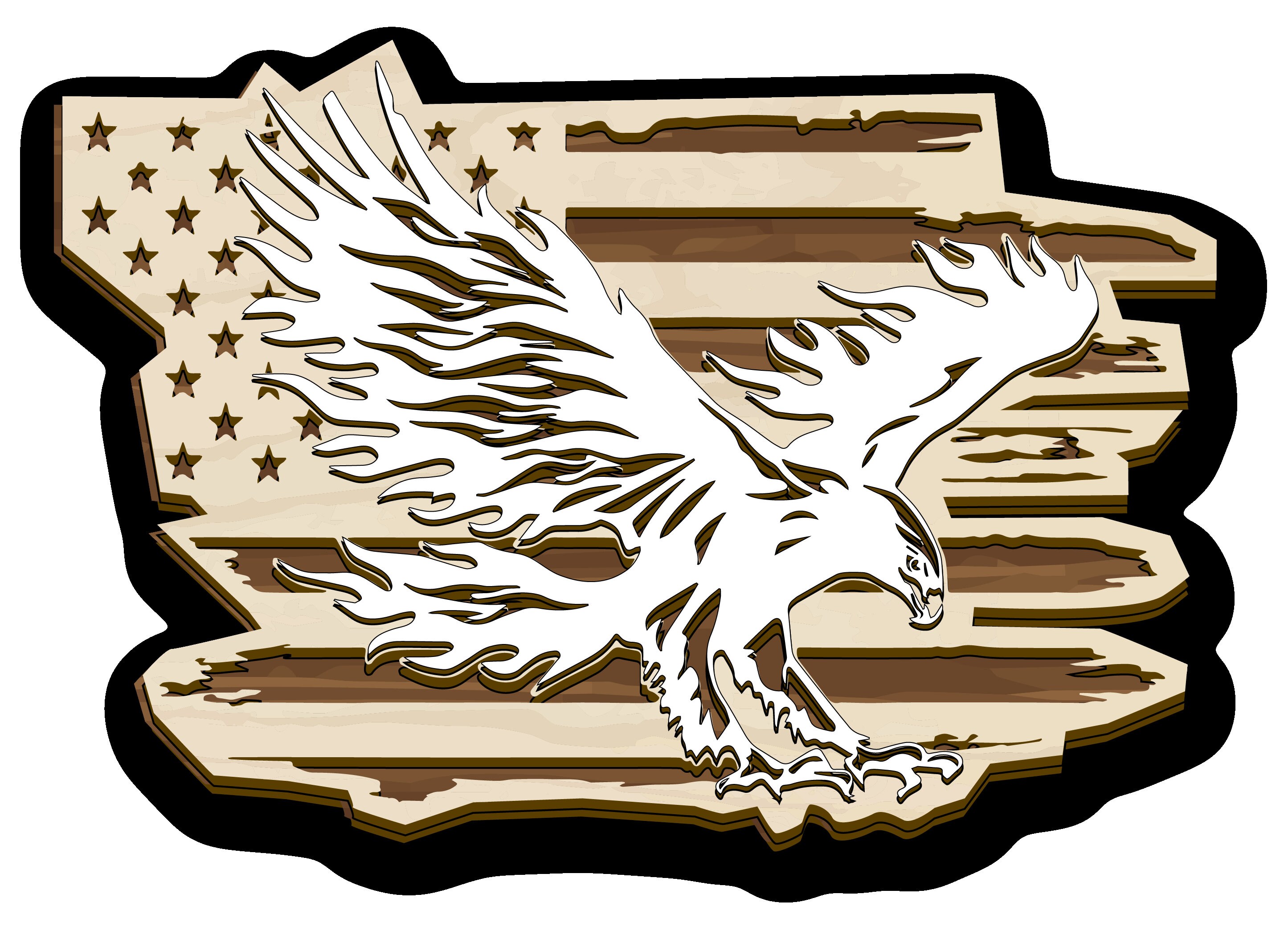 Layered Eagle and American Flag SVG Ideal for Laser Cutting and CRICUT ...