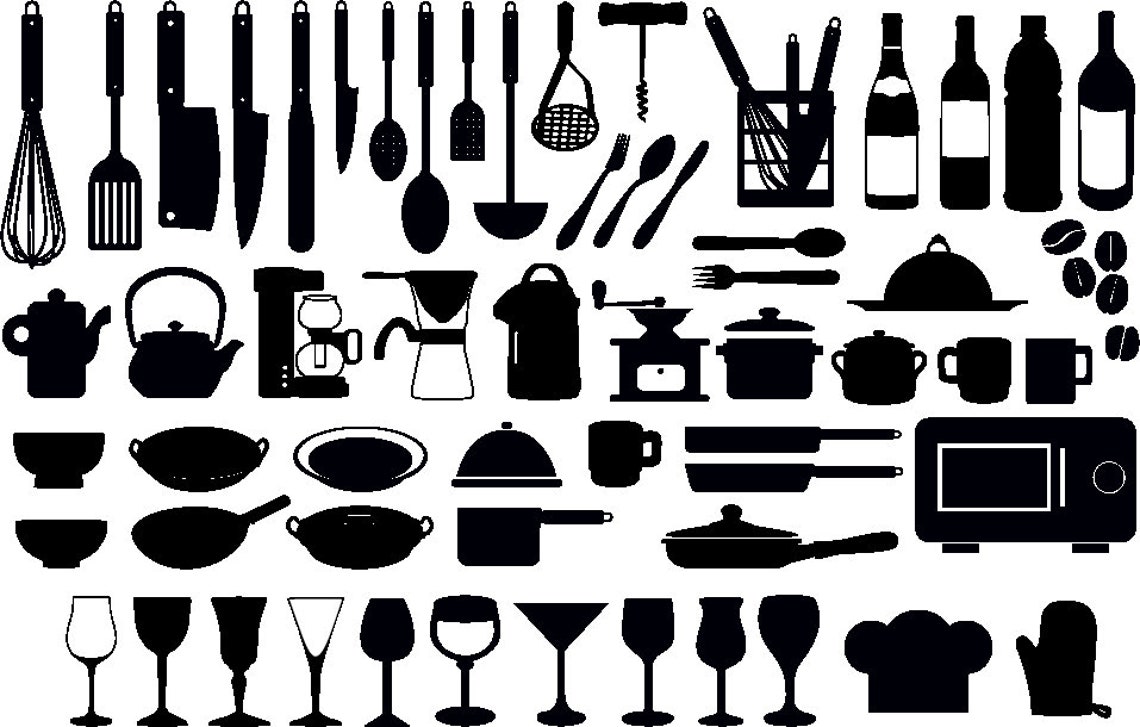 Kitchen SVG, Crockery Svg, Dishes Svg, Cooking Utensils Svg, Tableware ...