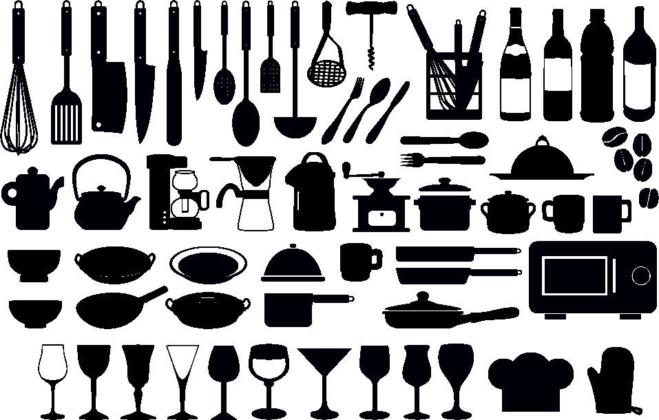 Kitchen SVG, Crockery Svg, Dishes Svg, Cooking Utensils Svg, Tableware ...