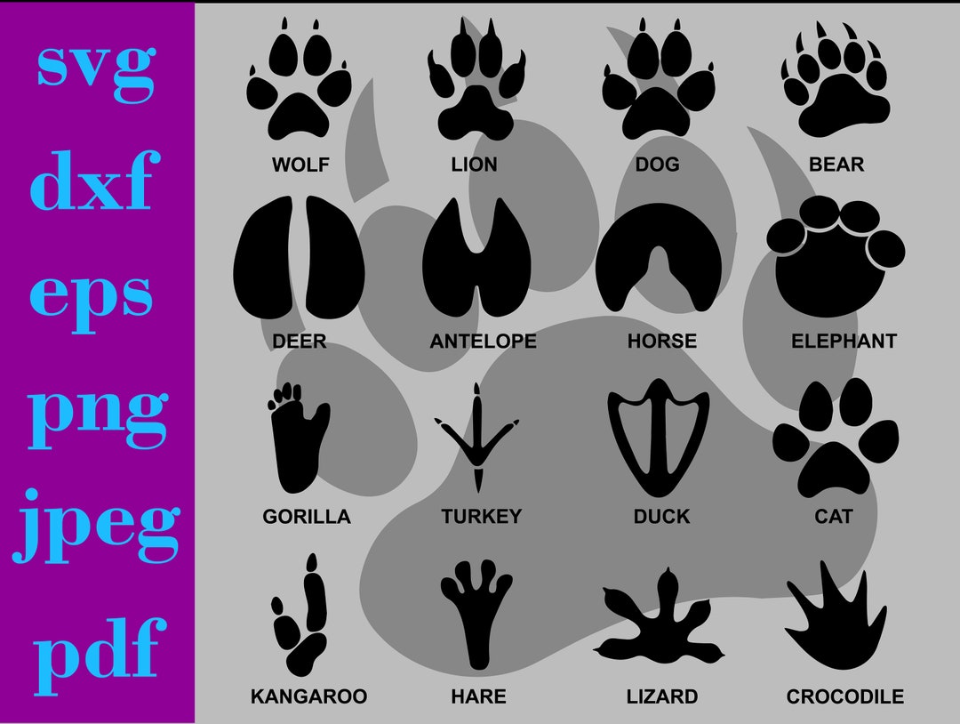 Animal Tracks SVG, Silhouette, Cricut, Animal Footprints Clipart ...