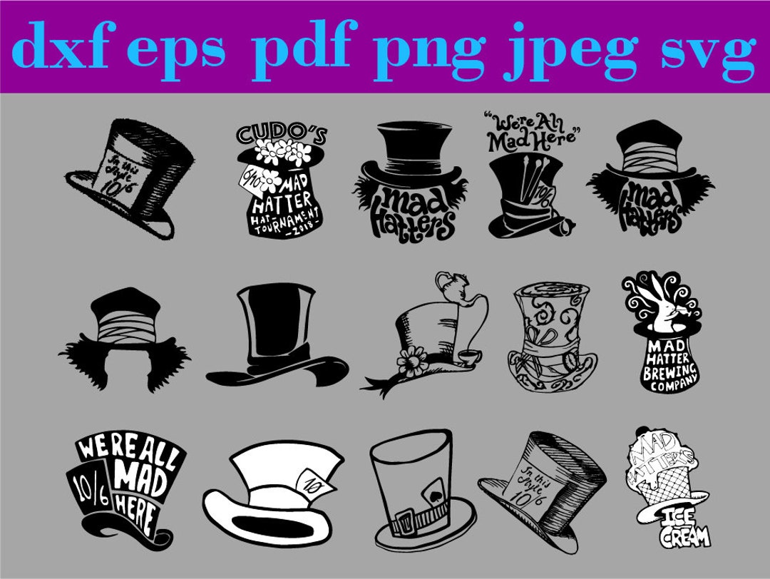 HAT Bundle Svg, Mad Hatter Svg,15 Hats Svg, Wonderland Svg, Tea Party ...