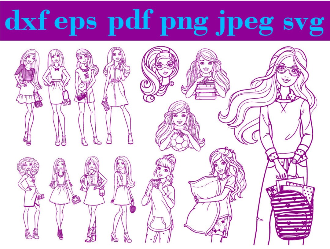 Barb Dolls SVG File for Cricut, Doll Icons Bundle, Doll Set Cartoon SVG ...