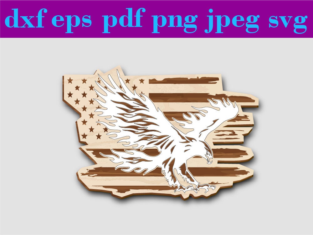 Layered Eagle and American Flag SVG Ideal for Laser Cutting and CRICUT ...