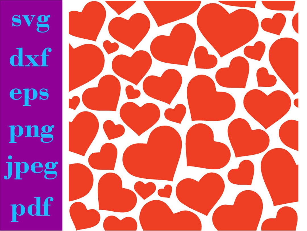 Hearts Seamless Pattern, Heart Pattern Svg Dxf Png, Heart Print Svg ...