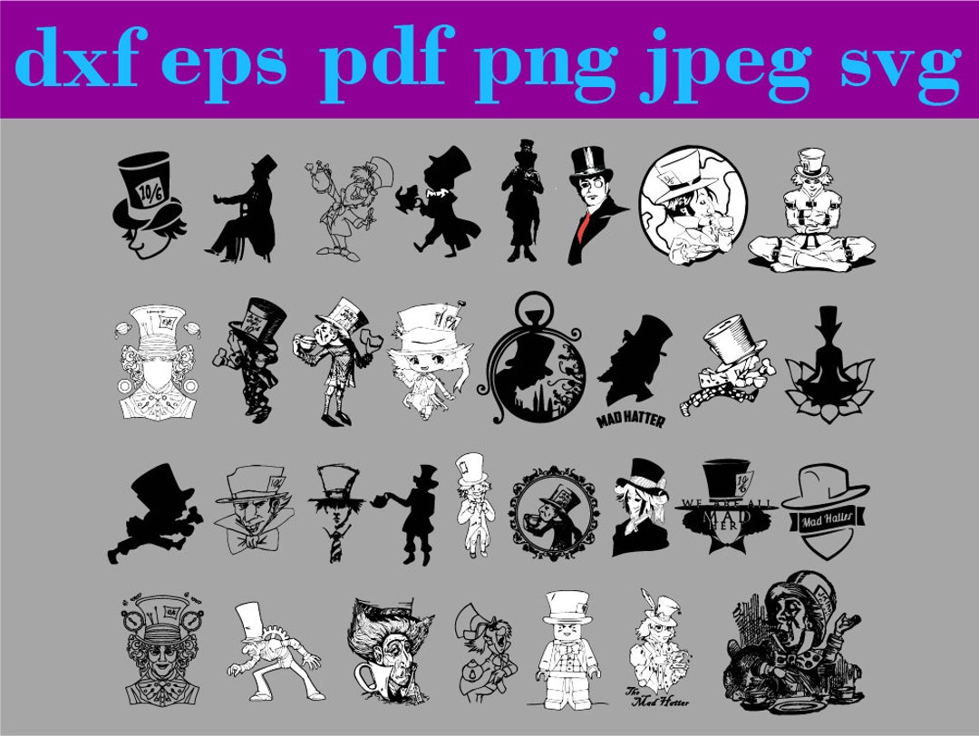 Mad Hatter Set, 32 Mad Hatter Set Svg, Mad Svg, Svg for Cricut, Svg ...
