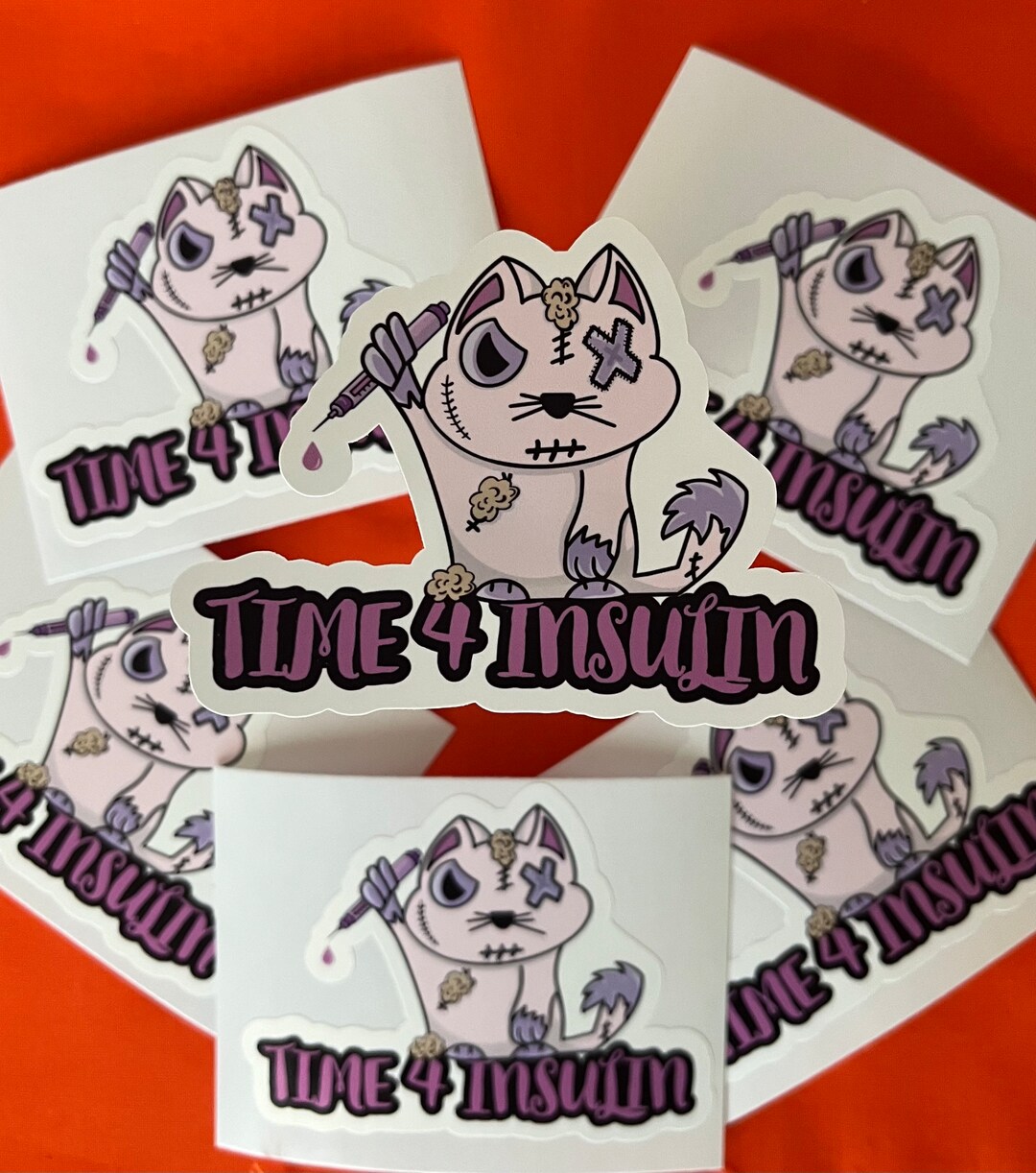 Time 4 Insulin Reminder Sticker - Zombie Stuffed Cat, T1D, Diabetes ...