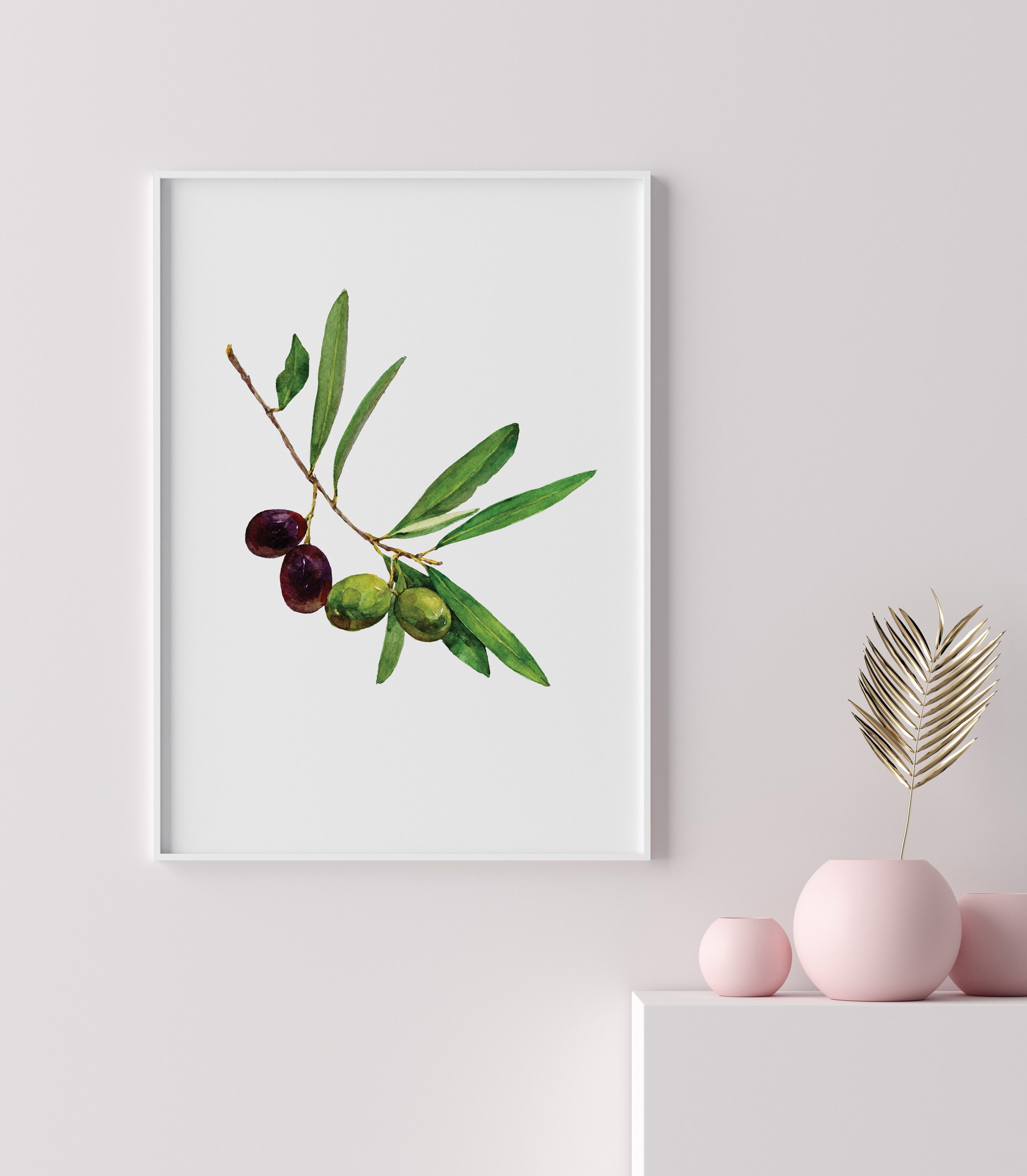 Olive Branch Watercolor Art Print,olive Botanical Print, Olive Wall Art ...