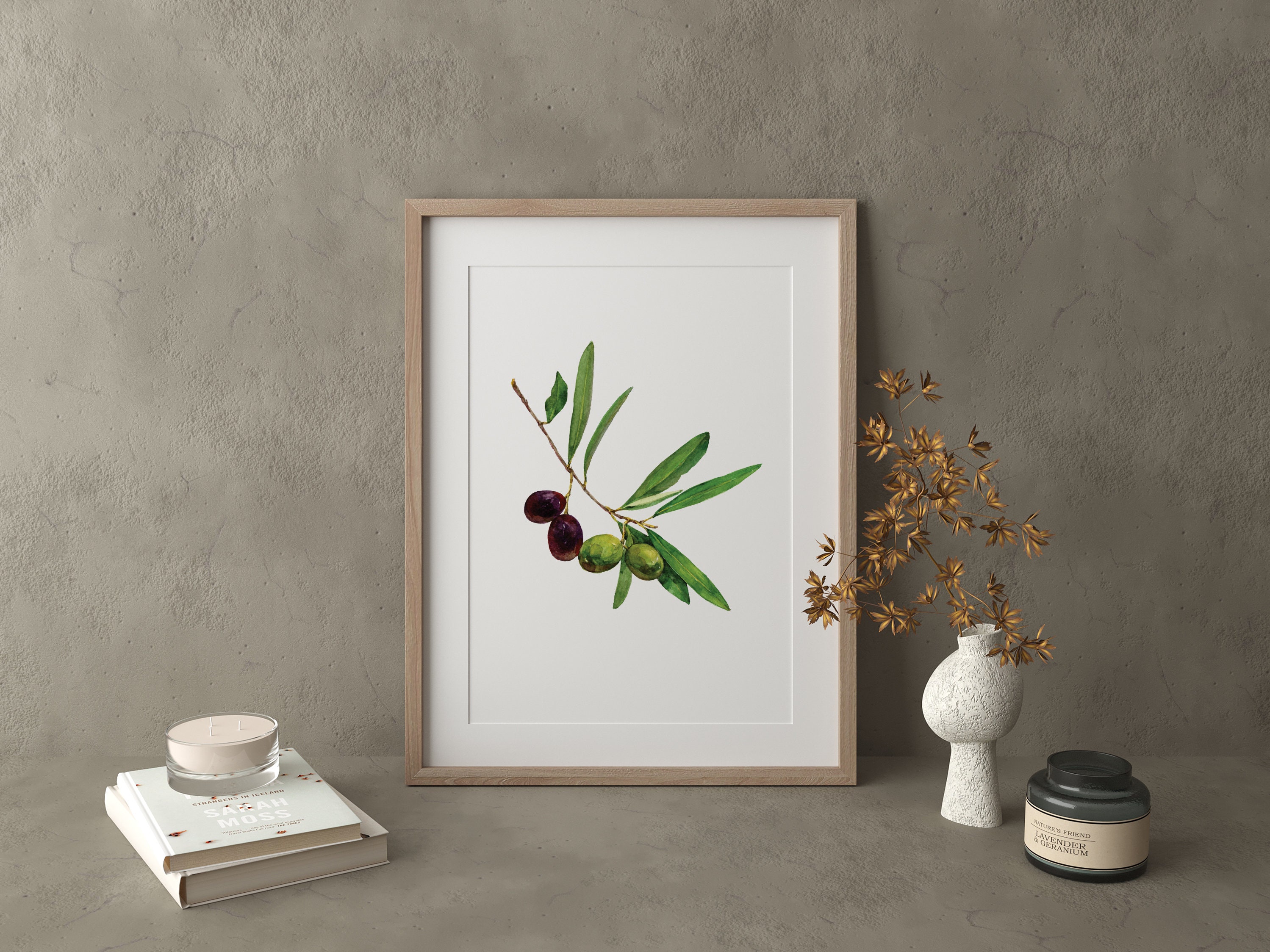Olive Branch Watercolor Art Print,olive Botanical Print, Olive Wall Art ...