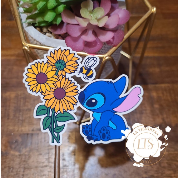 Stitch and Sunflowers Sticker - Etsy