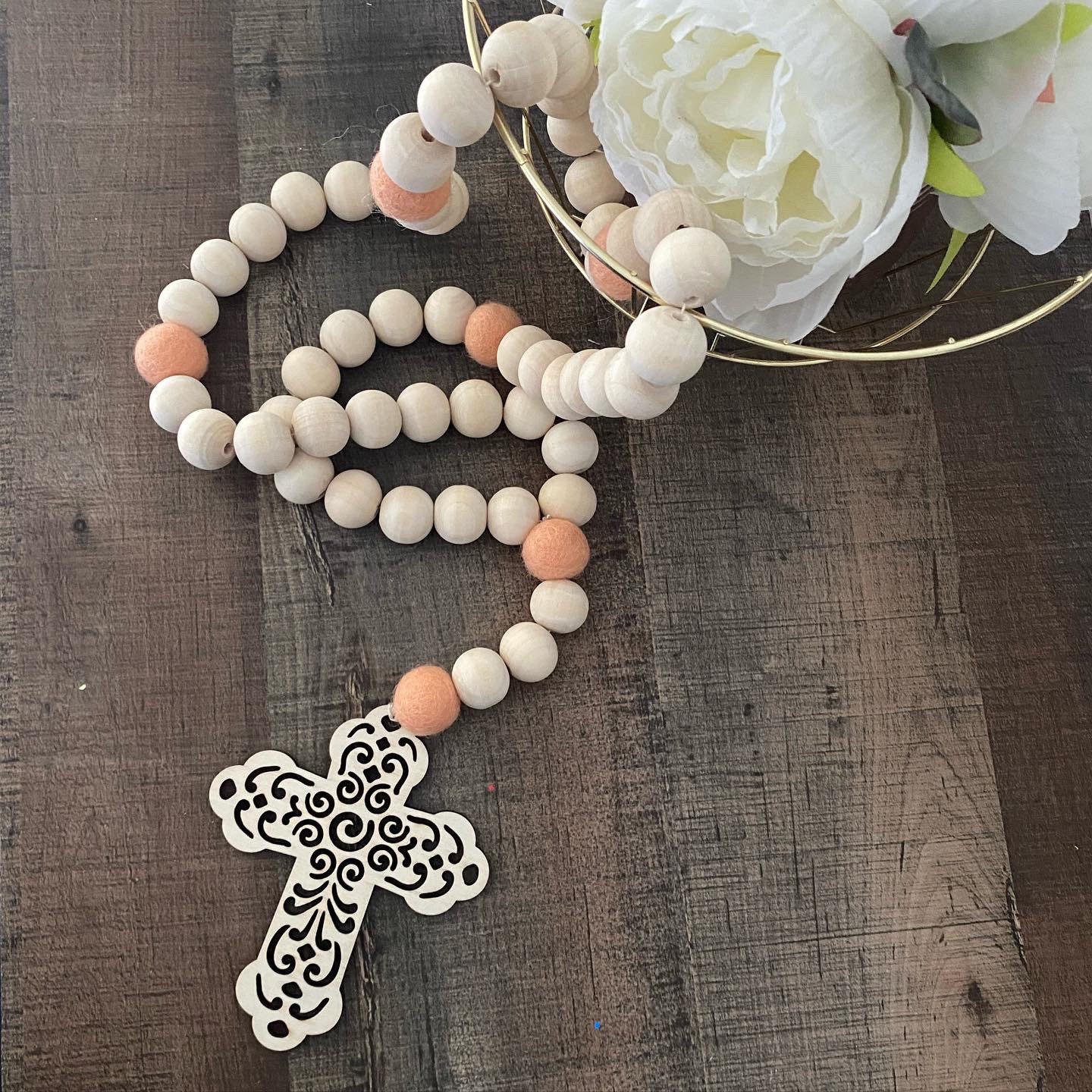 Large Wall Rosary Wall Decor Home Decor Catholic Gift Wood | Etsy