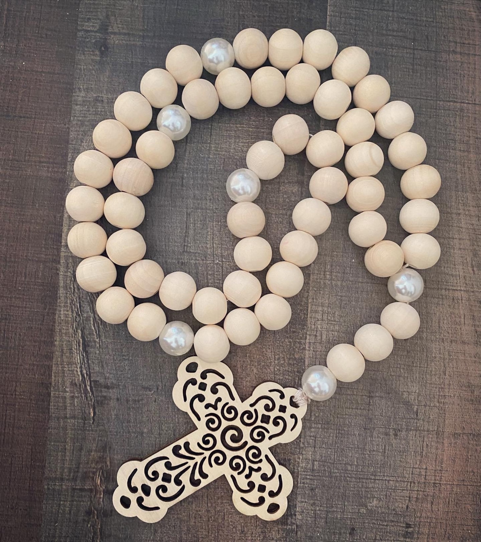 Large Wall Rosary, Oversized Rosary, Home Decor, Catholic Gift, Wood ...